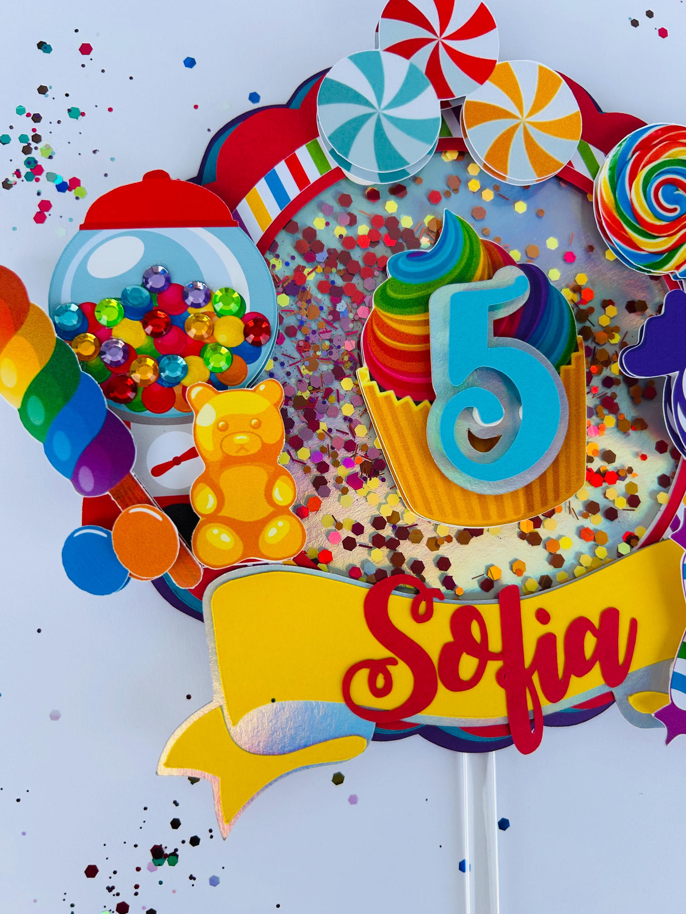 Candyland Cake Topper: 3-layer Design With Rhinestones - Etsy
