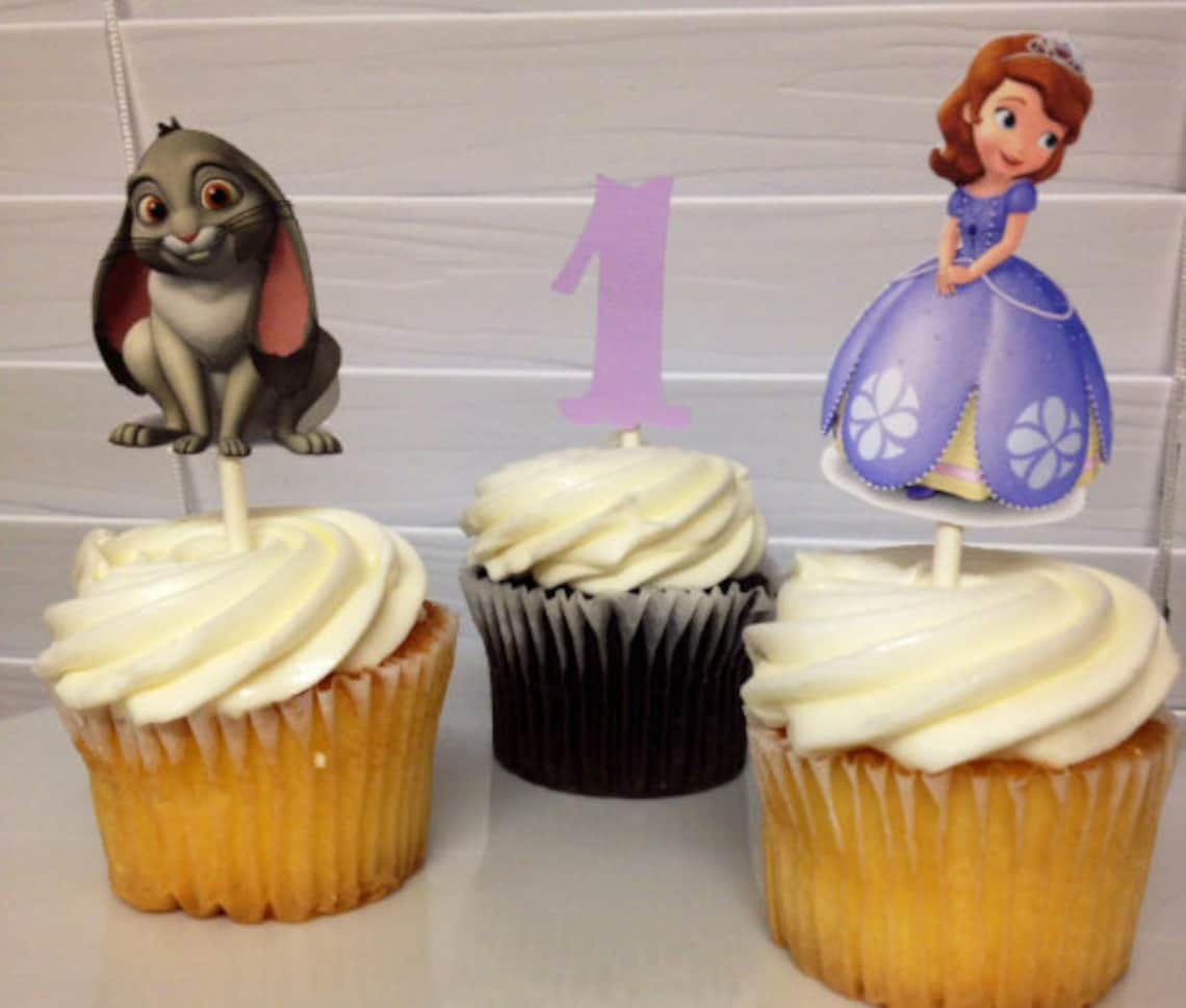 Sofia the First Cupcake Toppers, Sofia the First Toppers , Sofia the First Party Decor , 12 per ...