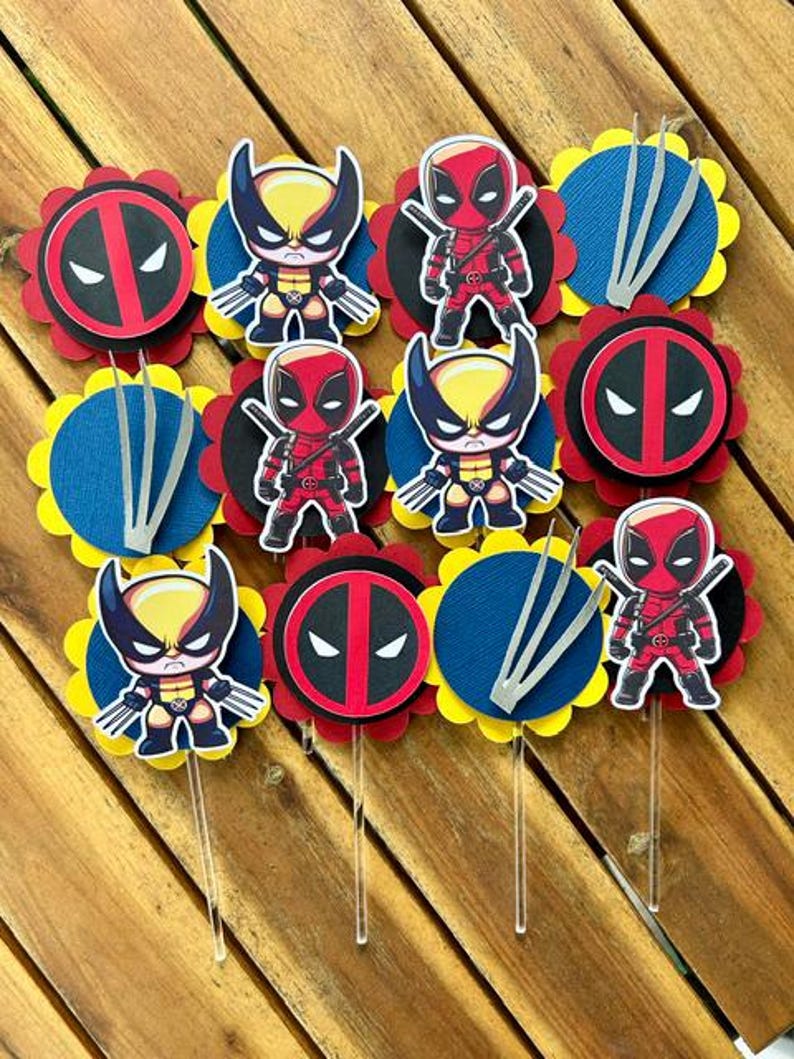 Deadpool Wolverine Cupcake Toppers, Deadpool Cupcake Toppers, Deadpool ...