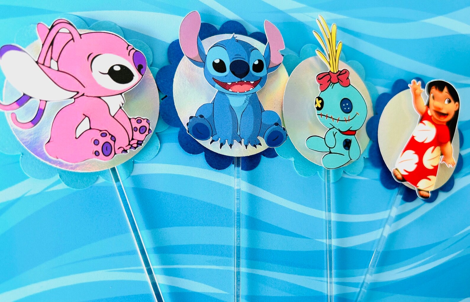 Lilo and Stitch Cupcake Toppers: Holographic Party Decorations (12 ...