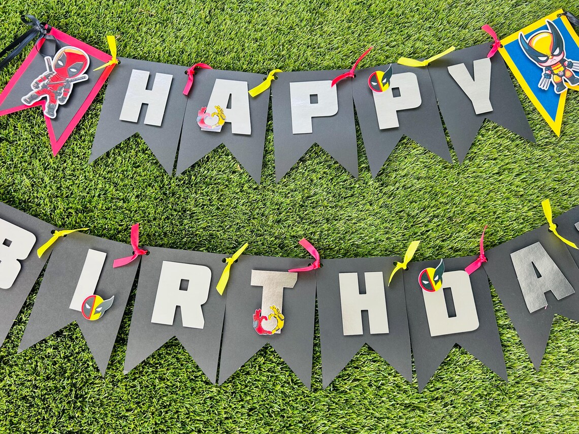 Deadpool Birthday Banner, Deadpool Banner, Wolverine Birthday Banner ...