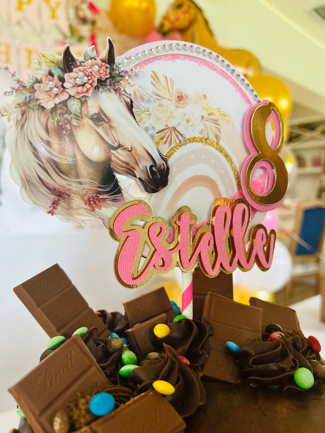 Floral Horse Cake Topper, Boho Horse Cake Topper, Horse Shaker Cake ...