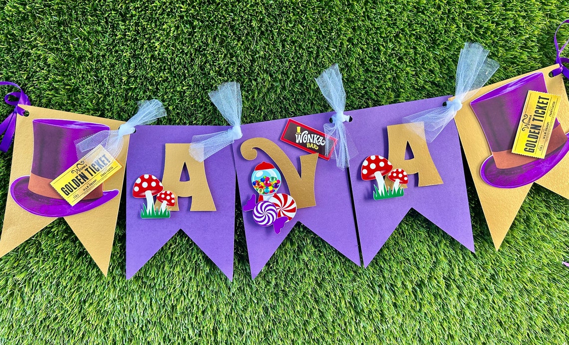 Willy Wonka Name Banner, Willy Wonka Banner, Willy Wonka Party Decor - Etsy
