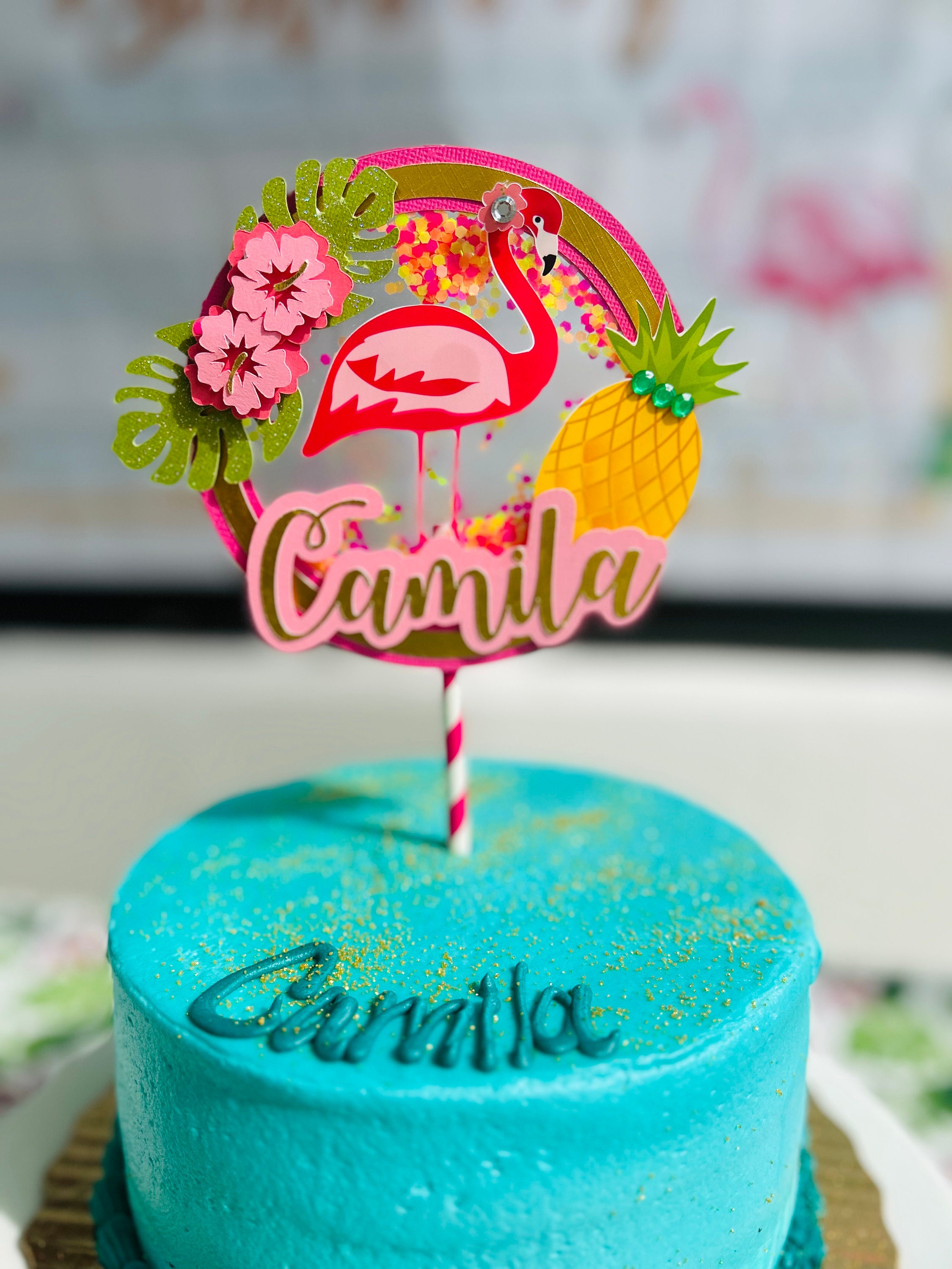 Flamingo Cake Topper, Flamingo Shaker Topper, Flamingo Topper, Pink ...
