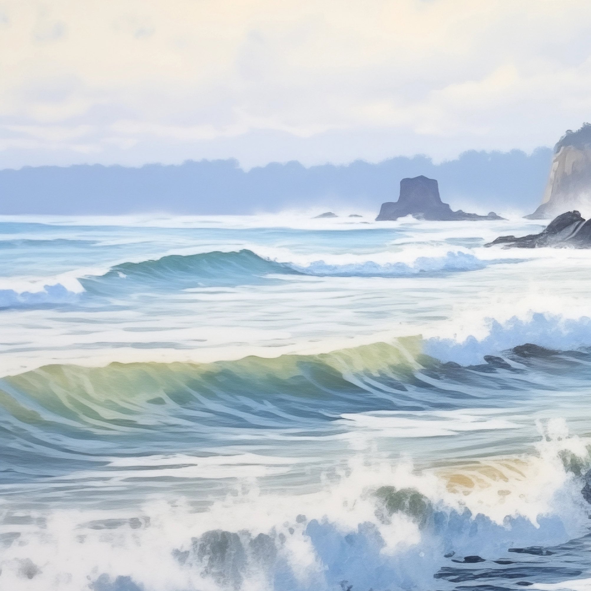 PNW Coastal Scene PRINTABLE Painting Home Decor Digital Downloadable - Etsy