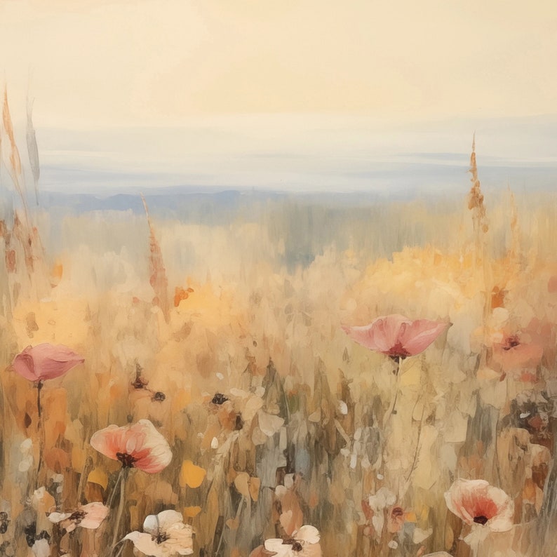 Wildflower Spring Landscape PRINTABLE Painting Home Decor Digital ...