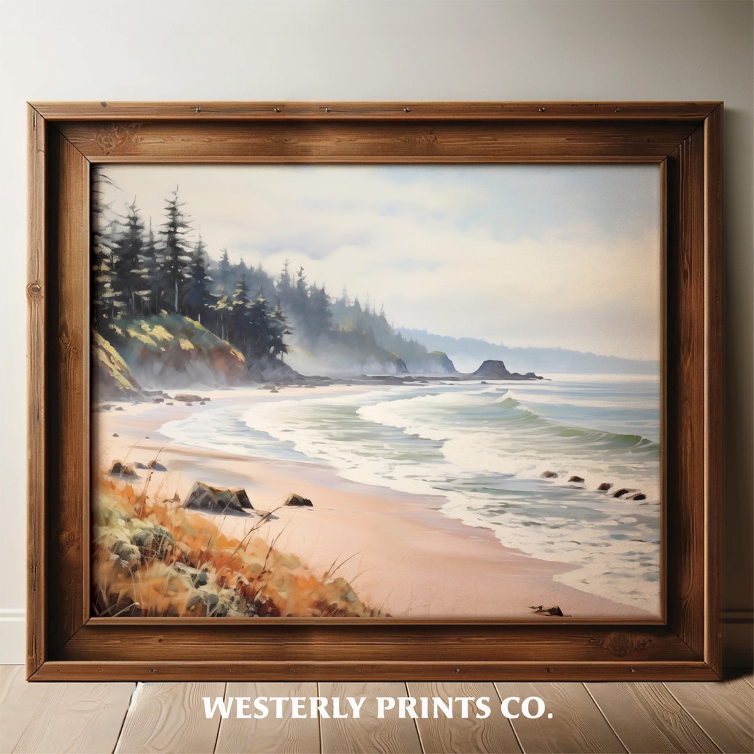 PNW Coastal Waves PRINTABLE Painting Home Decor Digital Downloadable - Etsy