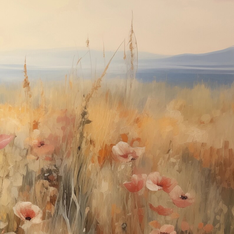 Wildflower Spring Landscape PRINTABLE Painting Home Decor Digital Downloadable - Etsy