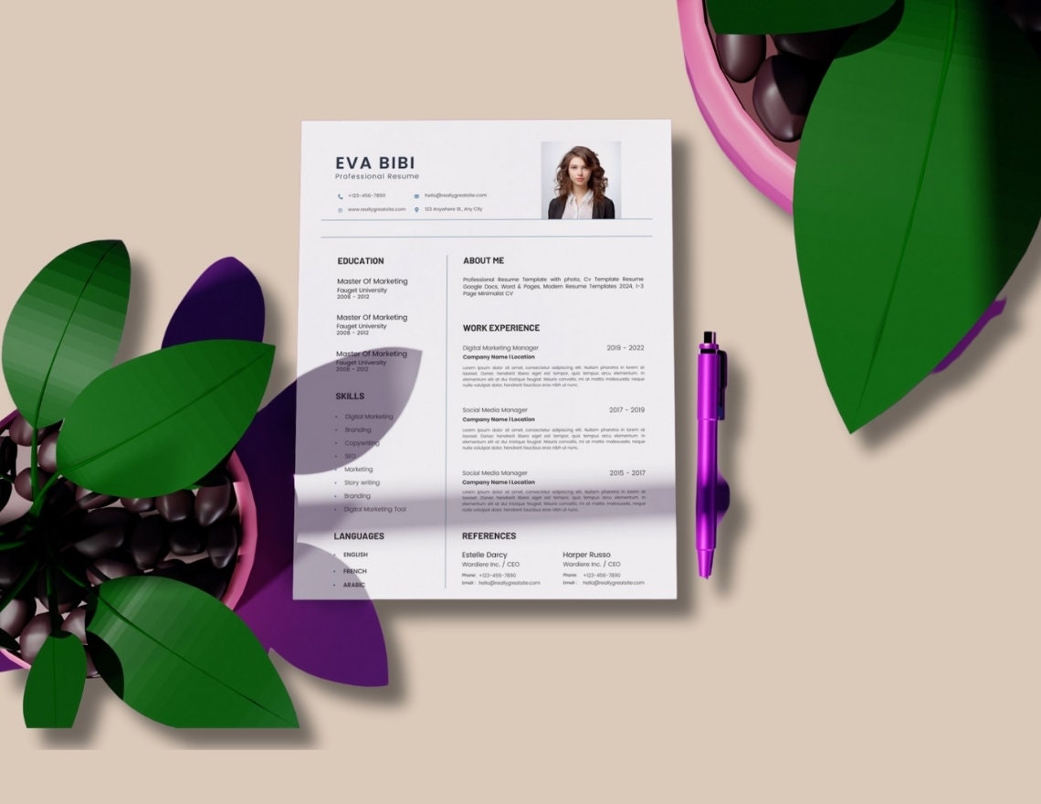 Professional Resume Template With Photo, Cv Template Resume Google Docs ...