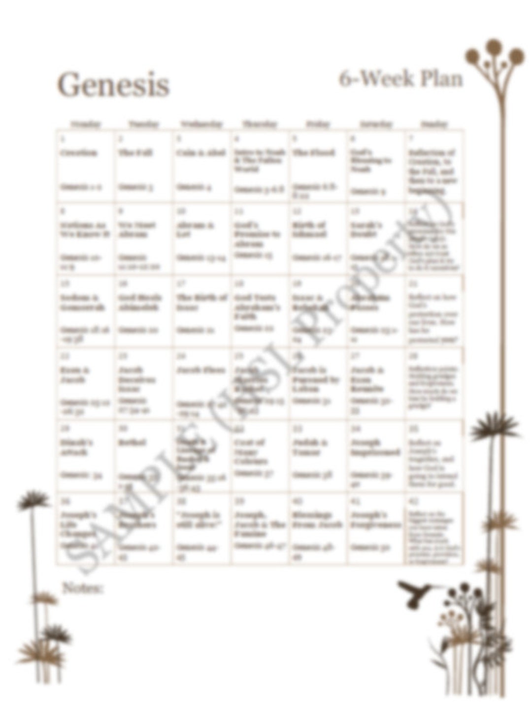 Bible Reading Plan - the Book of Genesis - Etsy