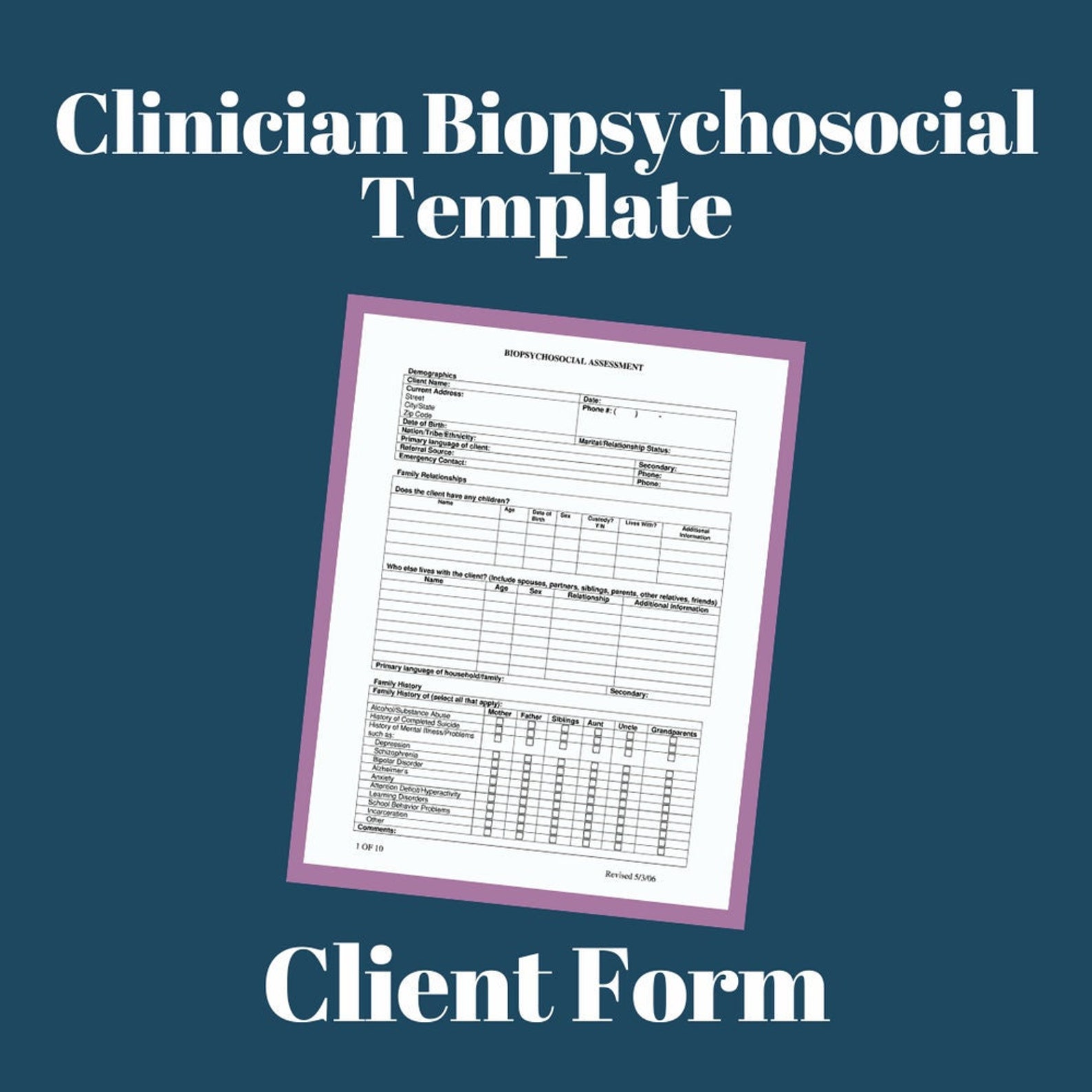 Client Intake Biopsychosocial Template - Etsy