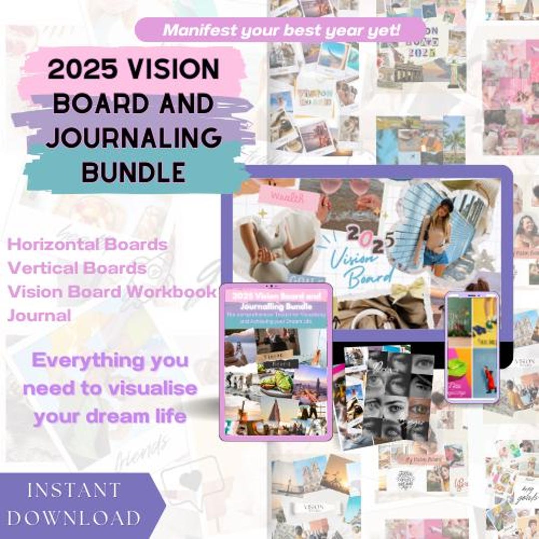 2025 Vision Board & Journal Toolkit | Goal-setting Templates | Editable ...