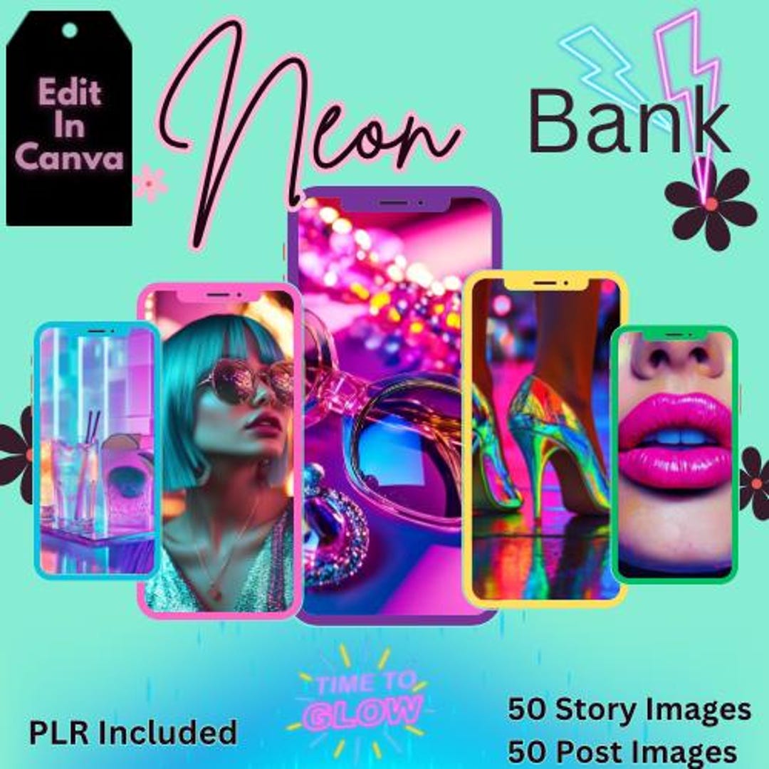 Neon Fluoro Background Image Bank | 50 Digital Downloads | Bright ...
