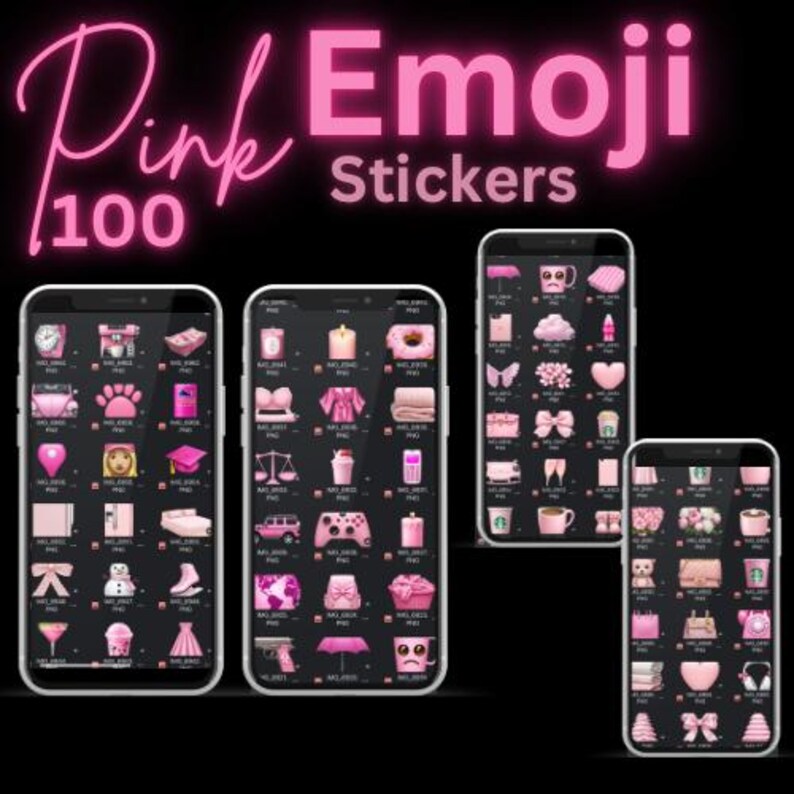 100 Ios 18 Pink Girly Emoji Stickers | Cute Aesthetic Emoji Pack for ...