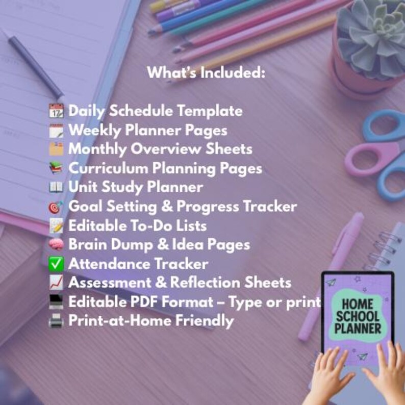 Homeschool Planner Printable for Kids | Editable Digital Lesson Planner ...