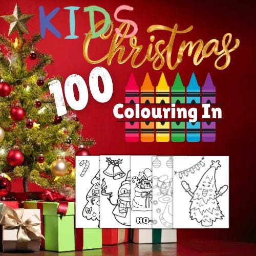 100 Christmas Coloring Pages Canva Template | Printable Holiday ...