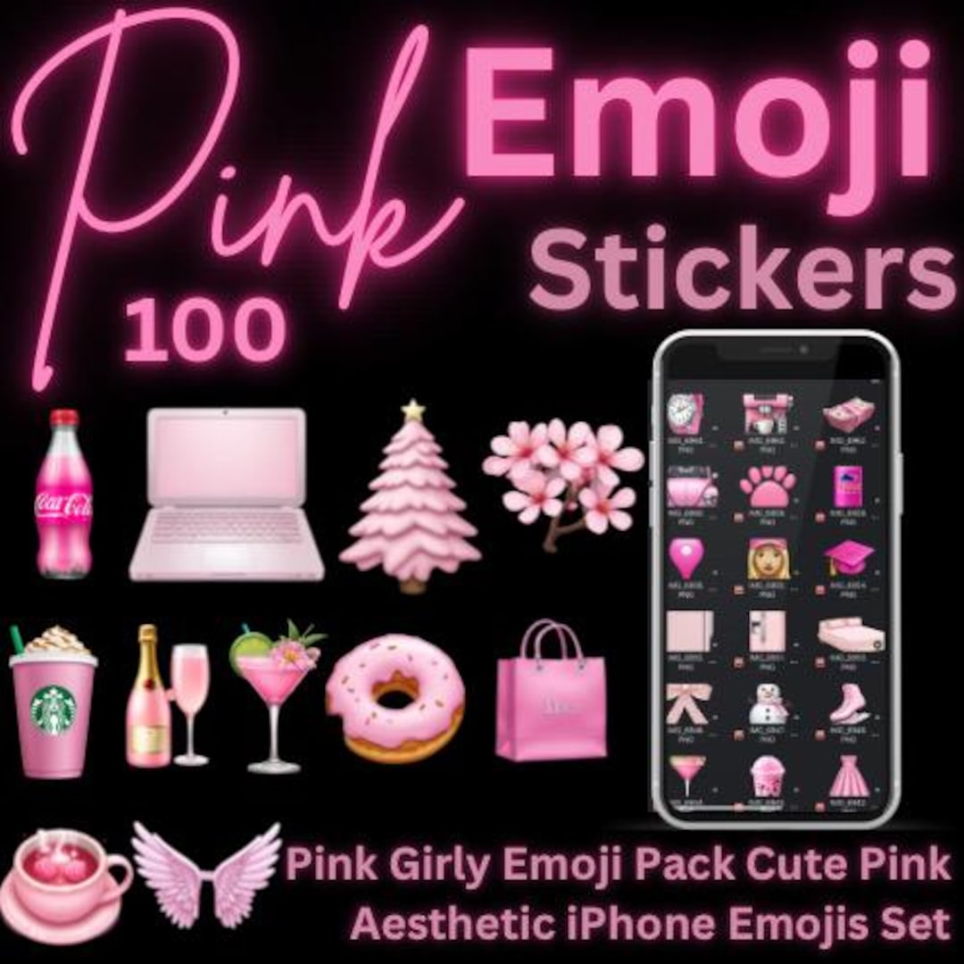 100 Ios 18 Pink Girly Emoji Stickers | Cute Aesthetic Emoji Pack for ...
