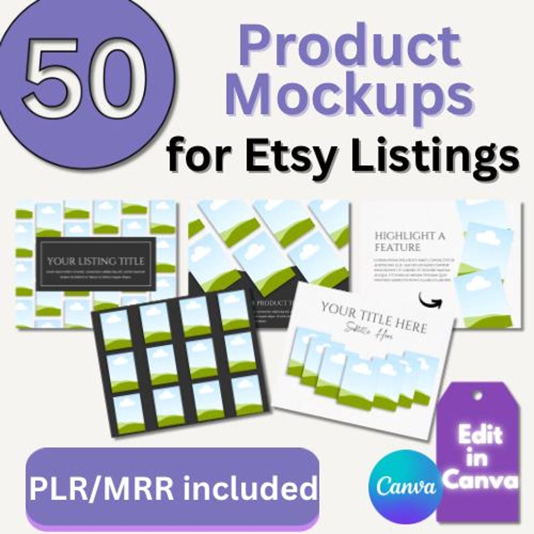 50 Editable Etsy Listing Mockup Templates | Canva Digital Product ...