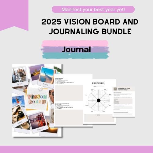 2025 Vision Board & Journal Toolkit | Goal-setting Templates | Editable ...