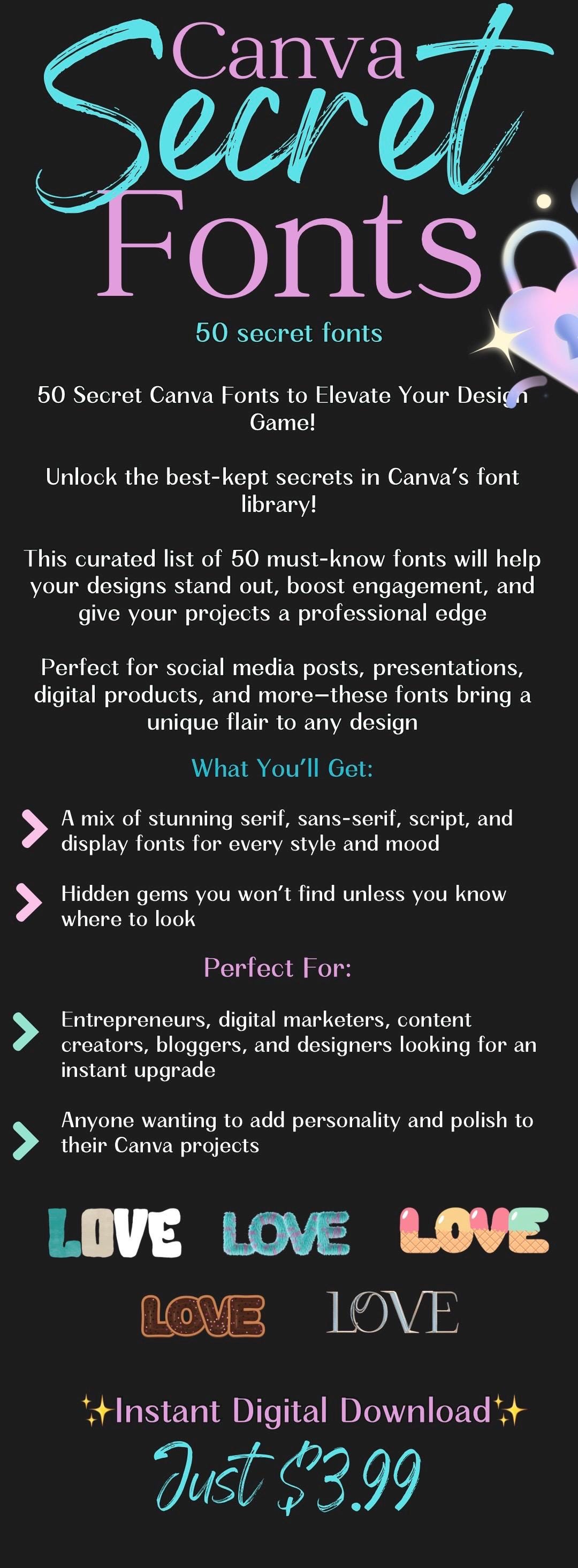 50 Canva Fonts Codes Pack | Easy-to-use Canva Fonta for DIY Design ...