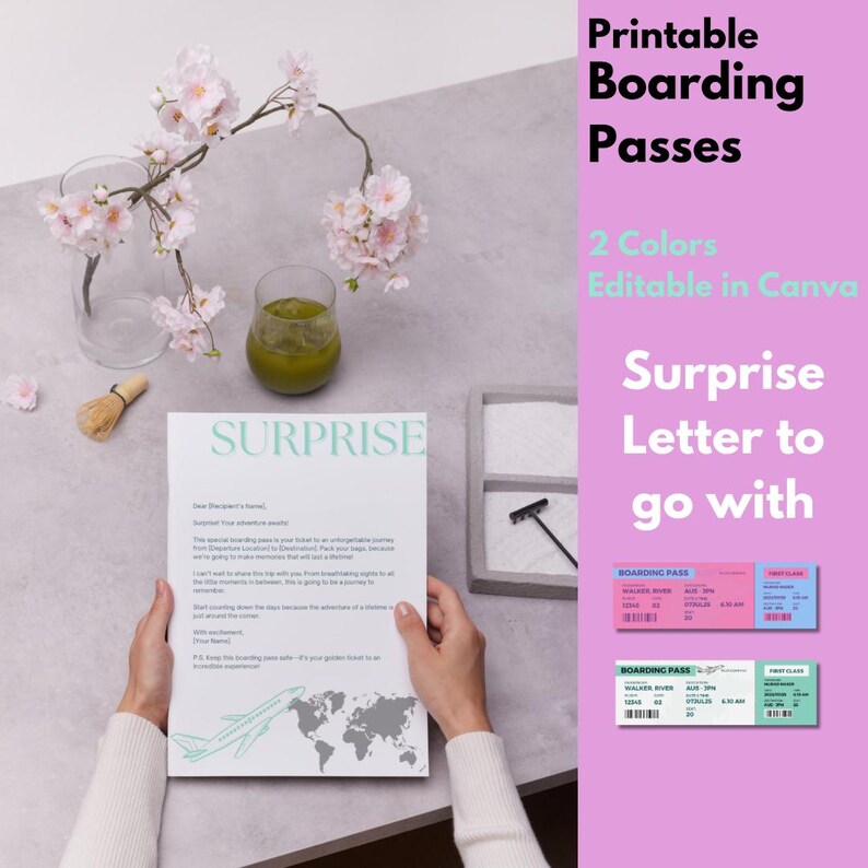Customizable Boarding Pass Canva Template | Surprise Gift Editable in ...