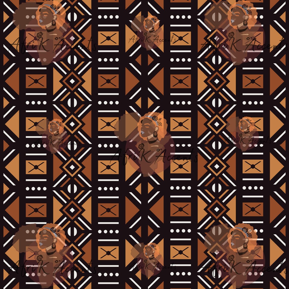 Mali Bogolan - African Print Fabric Seamless Tribal Pattern Digital ...