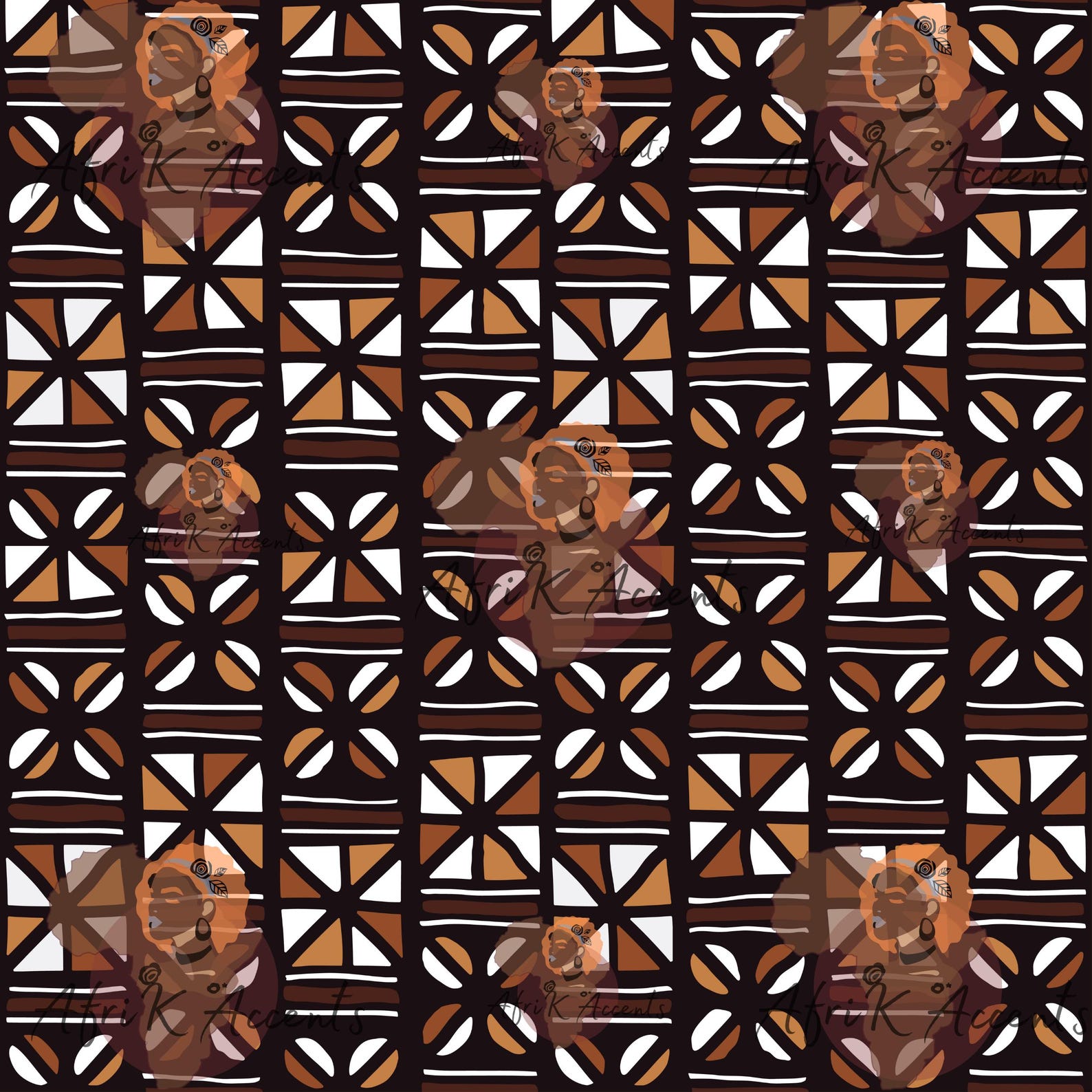 Mali Bogolan - African Print Fabric Seamless Tribal Pattern Digital ...