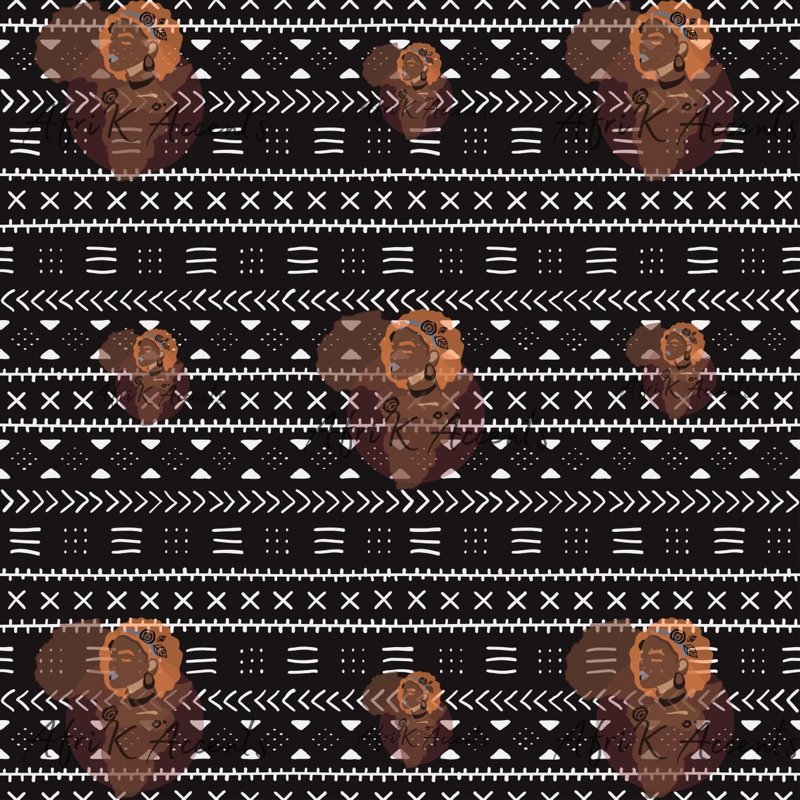 Mali Bogolan - African Print Fabric Seamless Tribal Pattern Digital ...