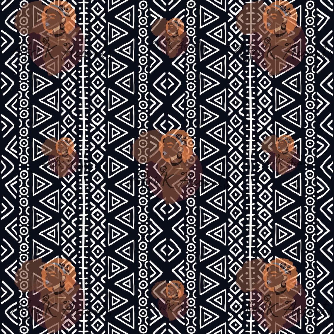 Mali Bogolan - African Print Fabric Seamless Tribal Pattern Digital ...