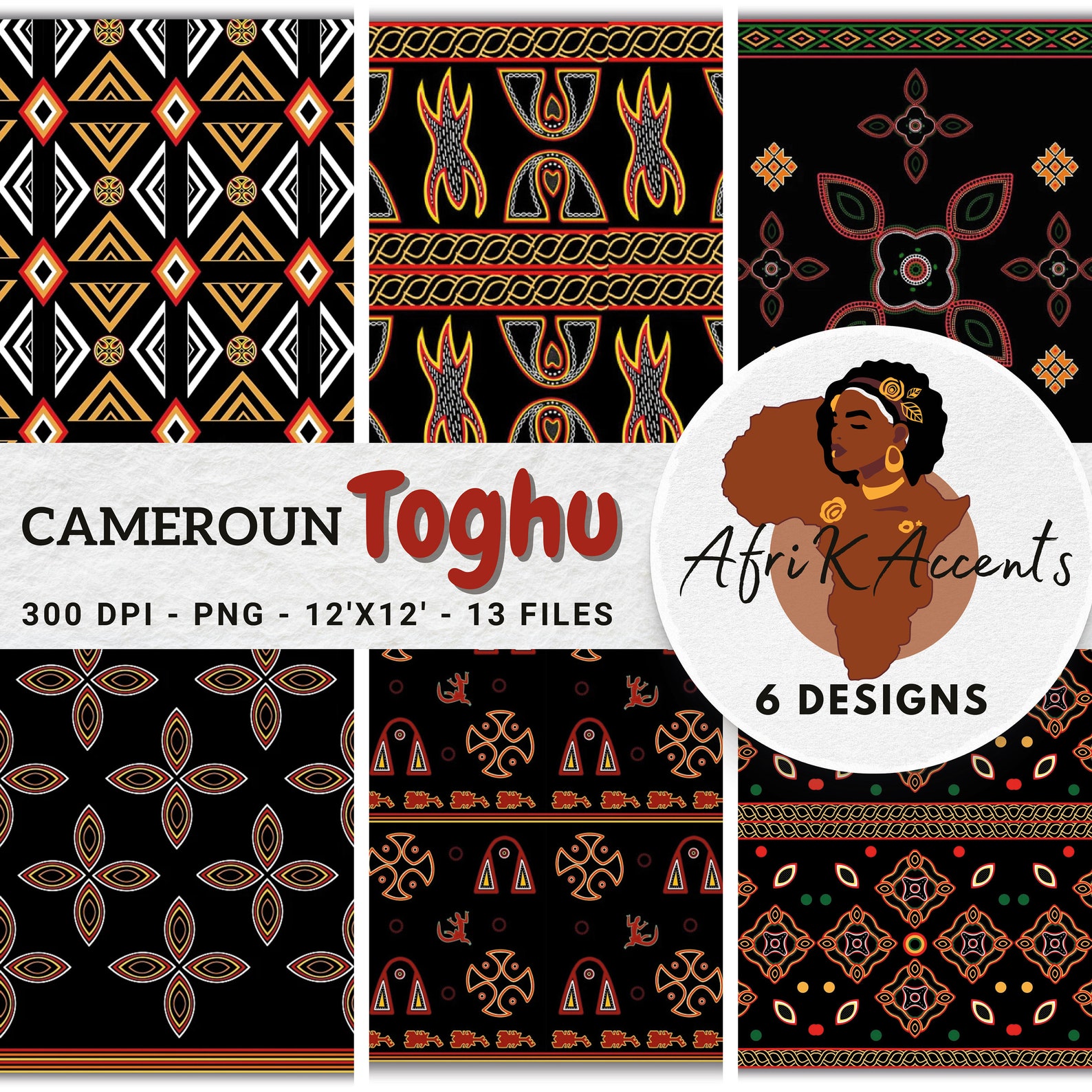 Cameroon Toghu Bamenda - Digital Paper - Etsy