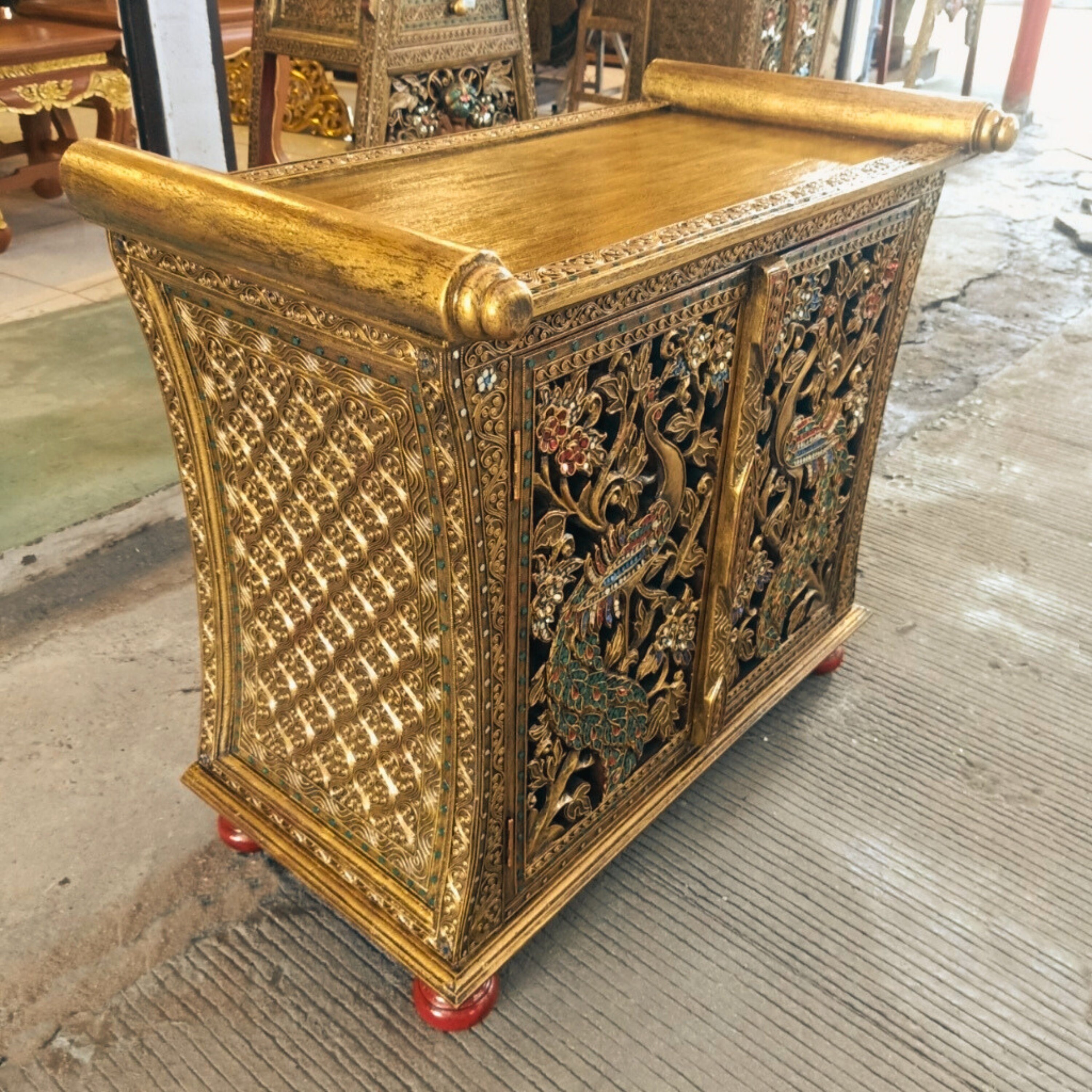 Peacock-pattern Cabinet antique - Etsy