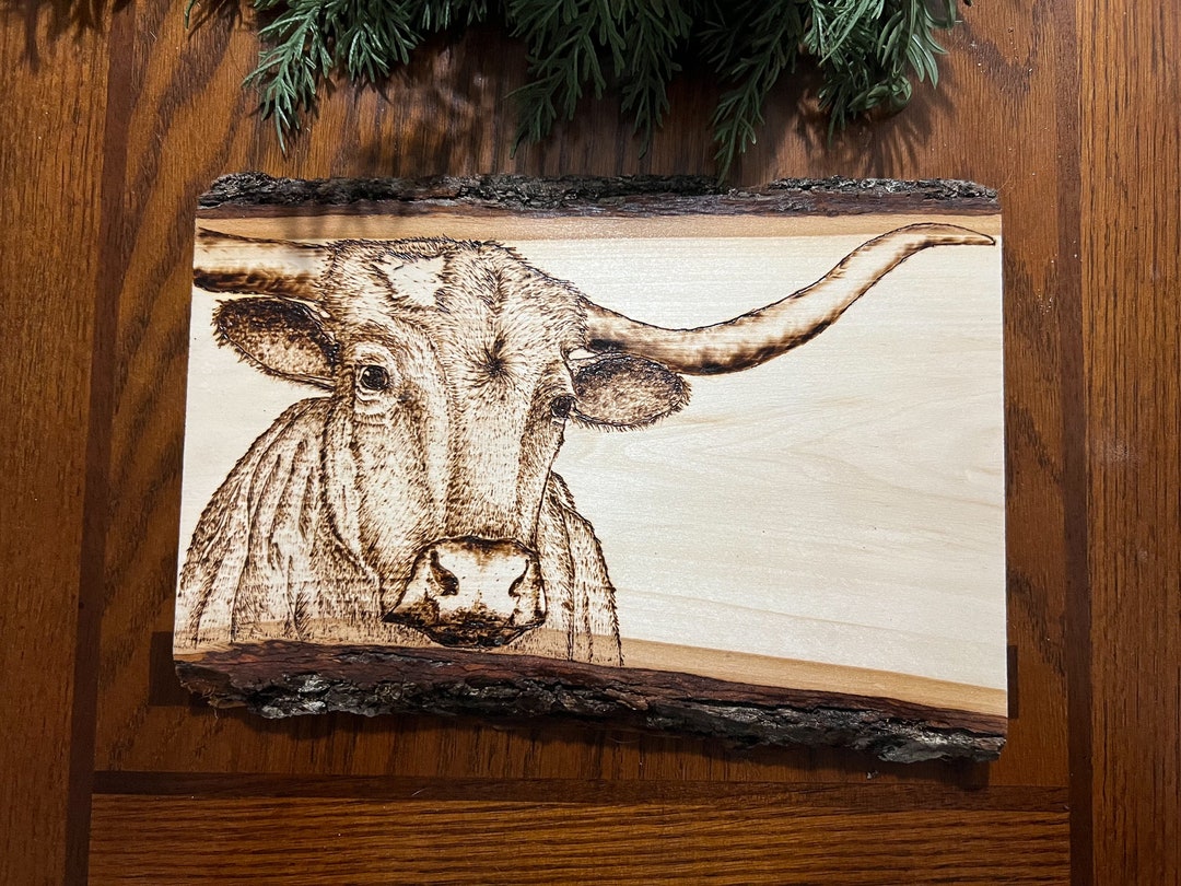 Longhorn Woodburning Wall Art - Etsy