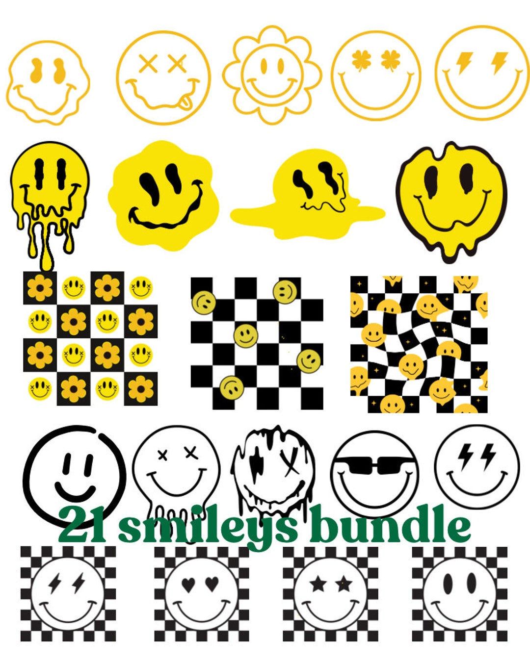 21 Smiley Face Bundle Png Drippy Smiley PNG, Melting Smiley Png ...