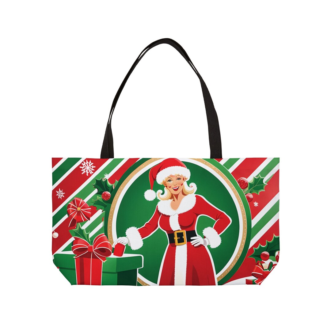 Santa's Helper Tote Bag - Mrs. Claus Chic Weekender, 24x13", Holiday ...