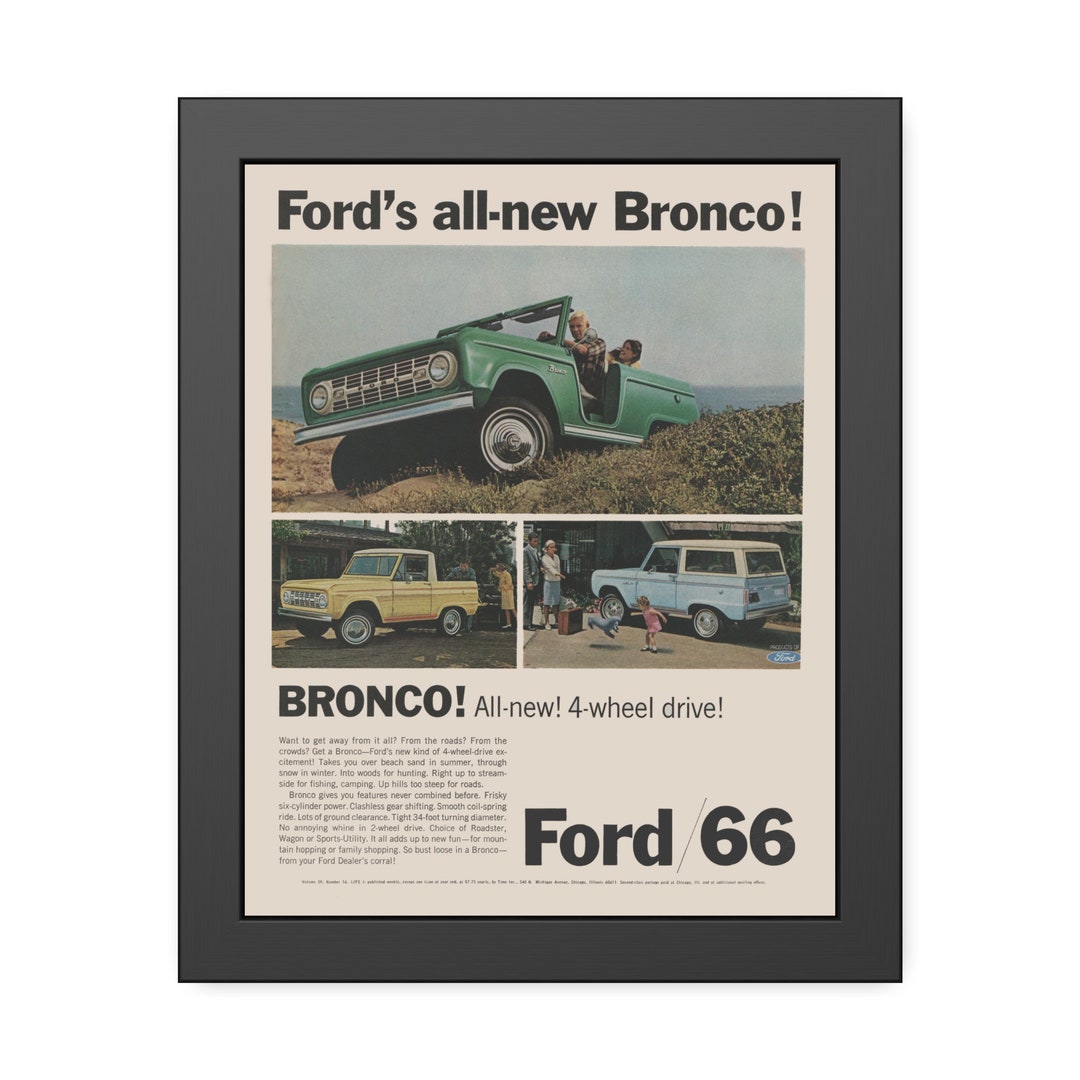 1966 Bronco Print Ad Available in 11 X 14 Inches Framed Poster - Etsy