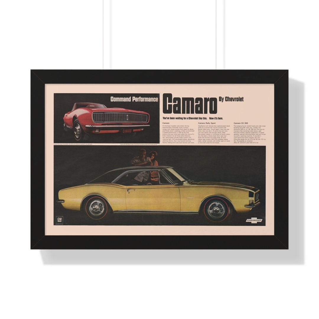 1967 Camaro SS Ad Framed Horizontal Poster 24 X 16 - Etsy