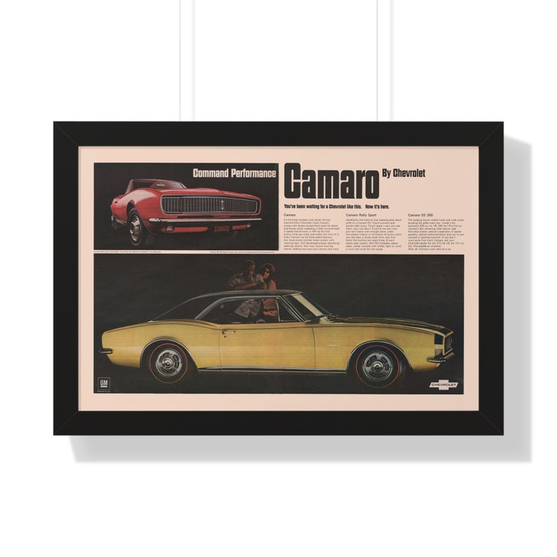 1967 Camaro SS Ad Framed Horizontal Poster 24 X 16 - Etsy