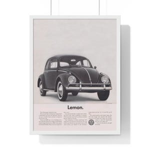 1960 VW Beetle Ad Named Lemon Gallery Printed, Vertical Frame Available ...