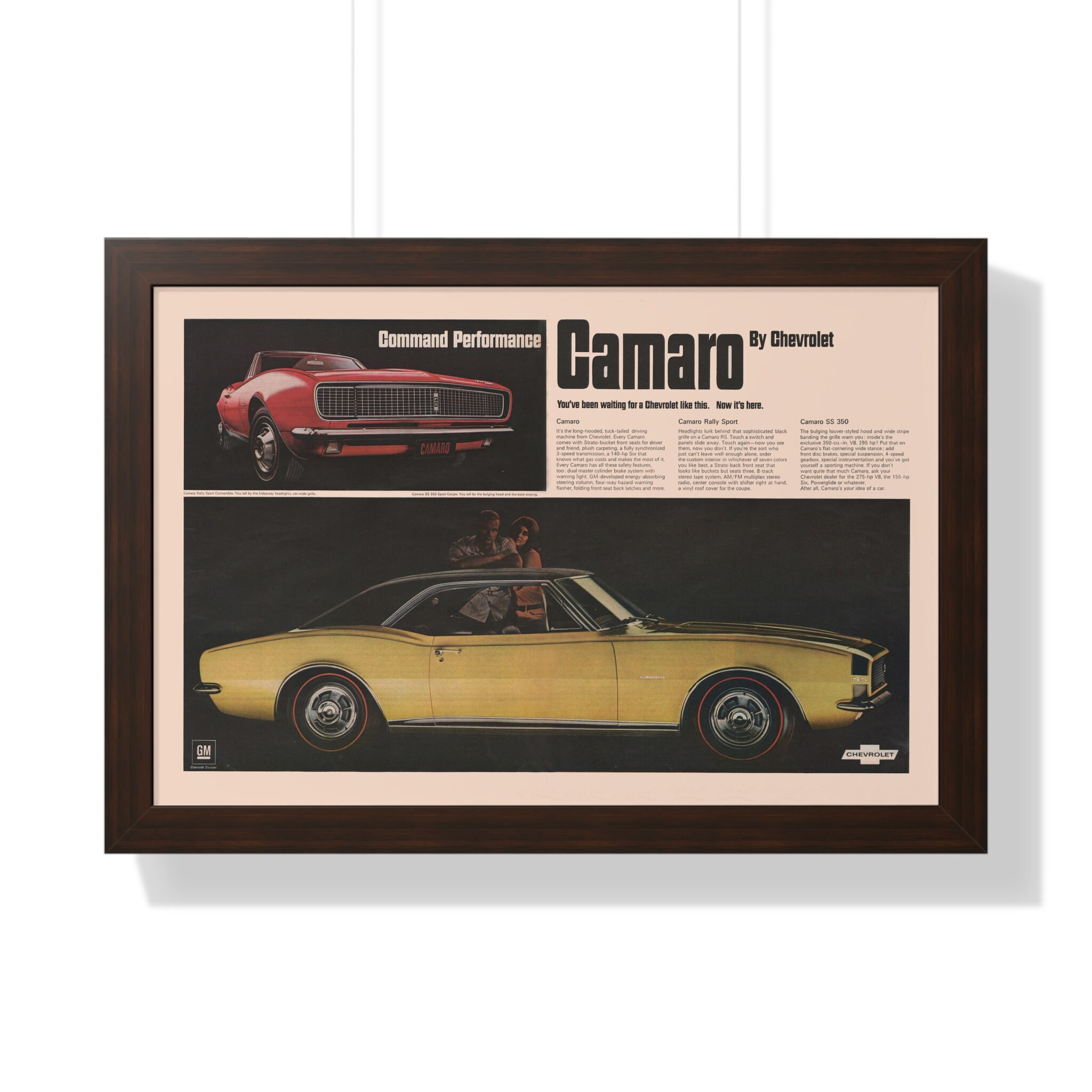 1967 Camaro SS Ad Framed Horizontal Poster (24 X 16) - Etsy