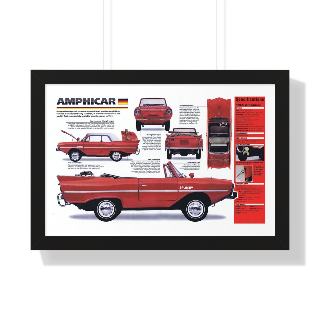 1961-68 Amphicar From Germany Pamphlet Framed Horizontal Poster 24 by ...