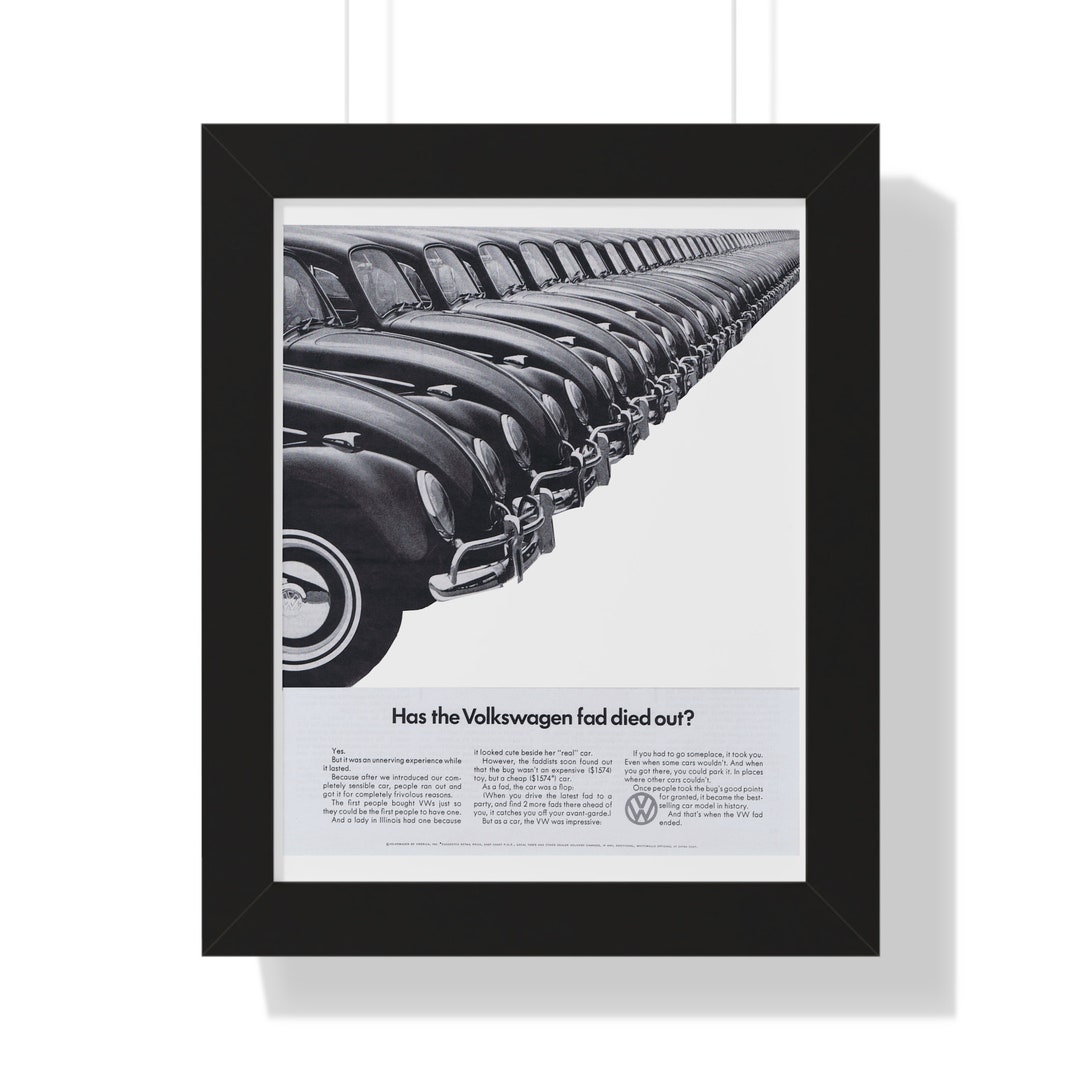 1960 Volkswagen Ad Beetle Fad Died Out? Framed Poster 11" by 14" - Etsy