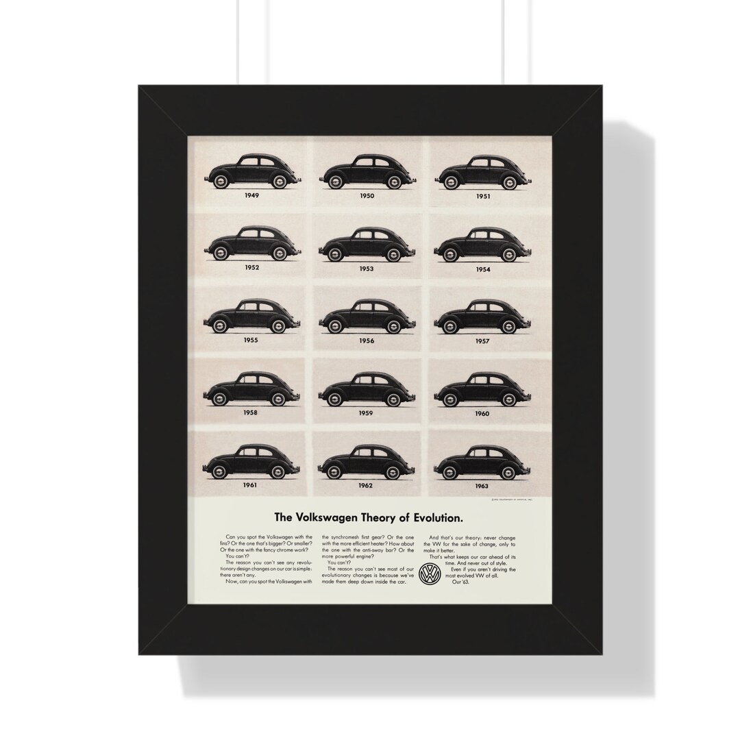 1962 Volkswagen Bug Evolution Printed Advertisement Framed Vertical ...