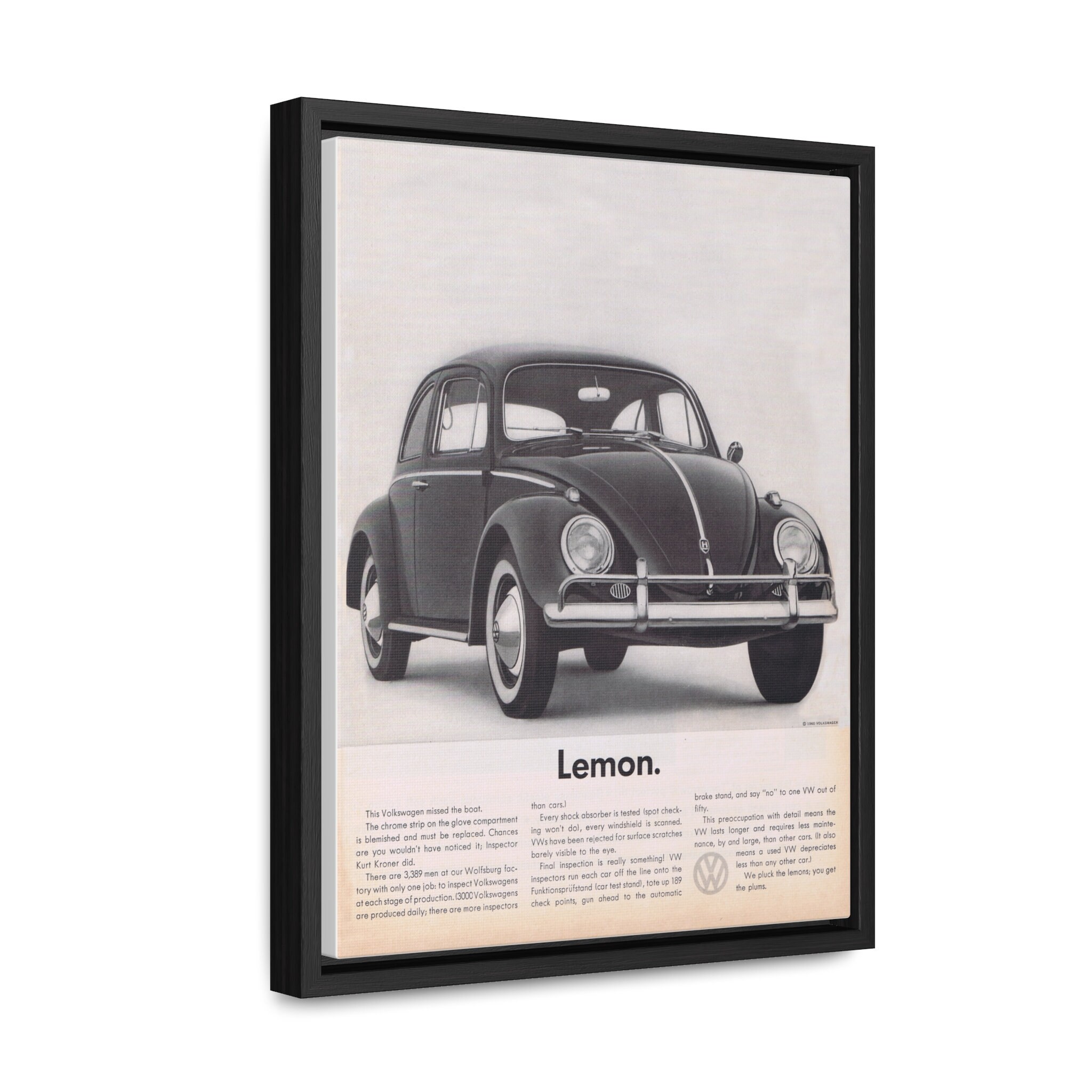 1960 VW Beetle Ad Named Lemon Gallery Canvas Wraps, Vertical Frame - Etsy
