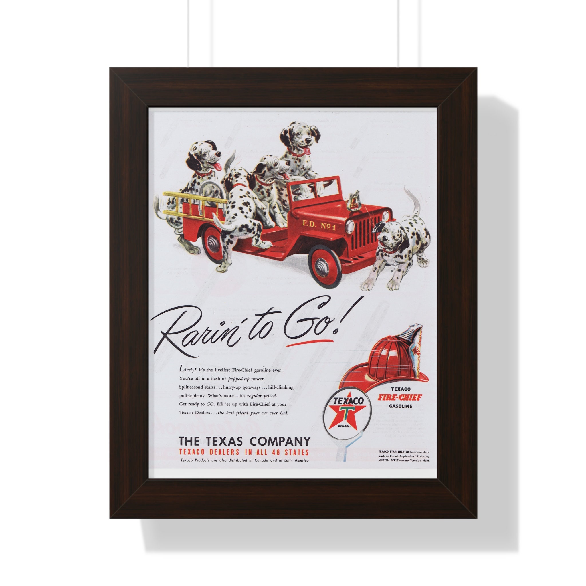 1950 Texaco Fire Chief Rarin to Go Framed Vertical Poster - Etsy