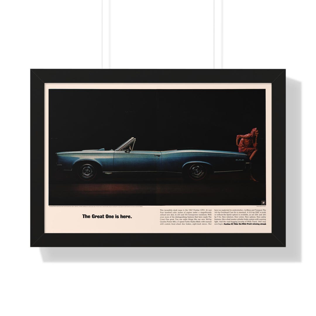 1967 Pontiac GTO Convertible Printed Advertisement Framed Horizontal ...