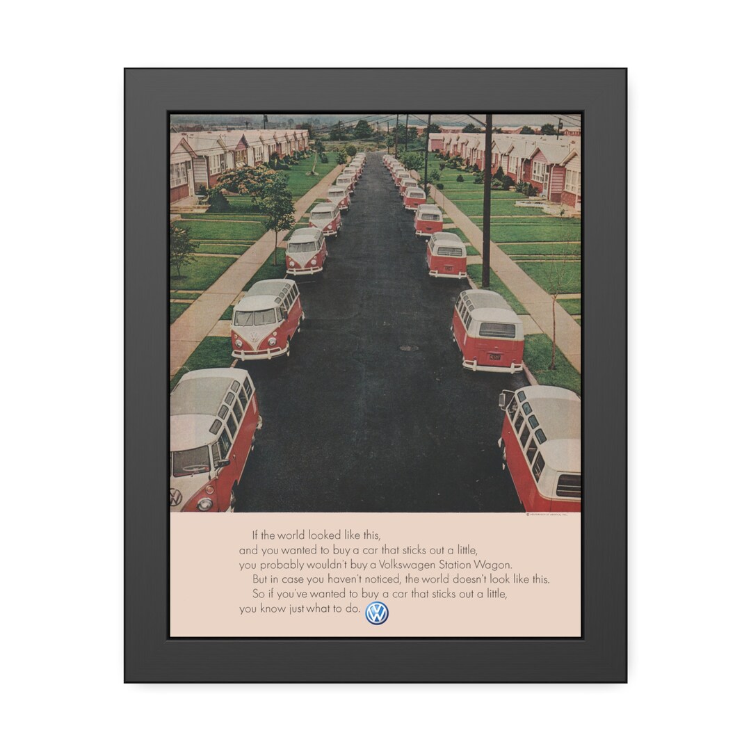 1960 Volkswagen Bus Street Printed Ad Framed Paper Posters 11X14, 16X20 ...