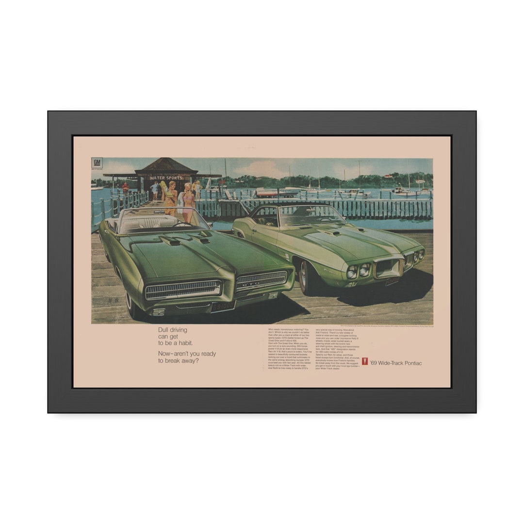 1969 Pontiac GTO Firebird Framed Paper Posters 18X12, 30X20 - Etsy