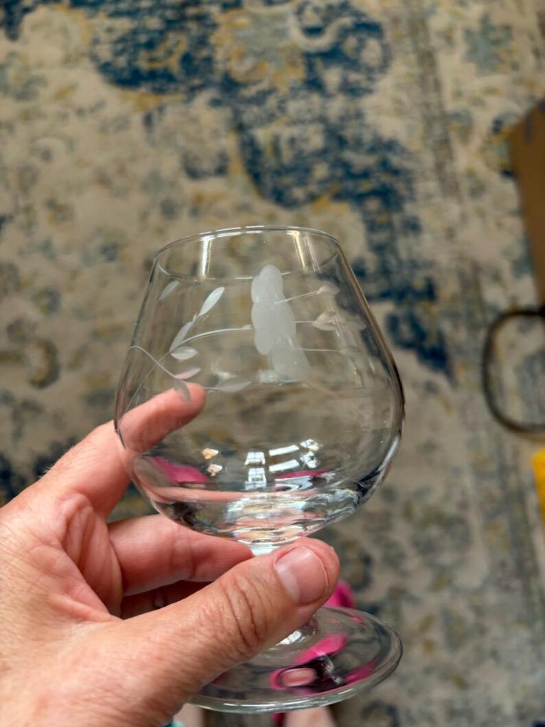 Princess House Heritage Etched Glass Brandy Snifters - Set of 3 - Etsy