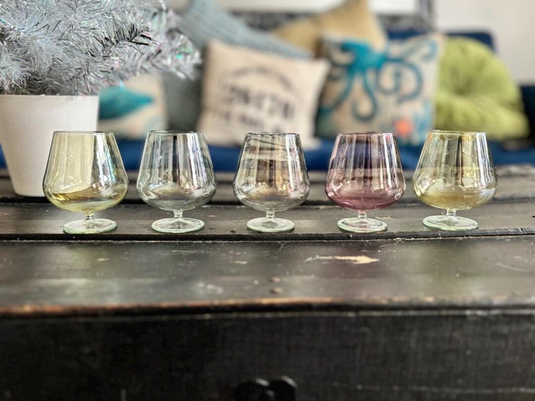 Vintage Iridescent Snifter Glasses — Set of Five - Etsy