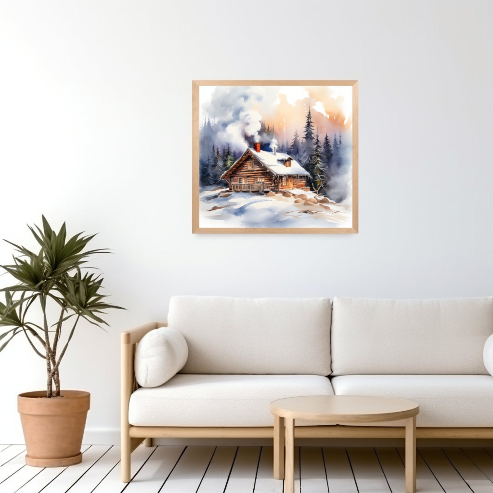 Winter Print, Watercolor Christmas Art, Printable Wall Art, Snow Home ...